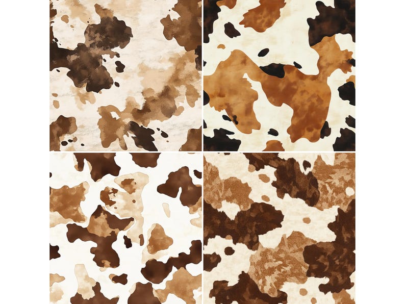 Watercolour Cowhide Print Seamless Patterns - Western Digital ...