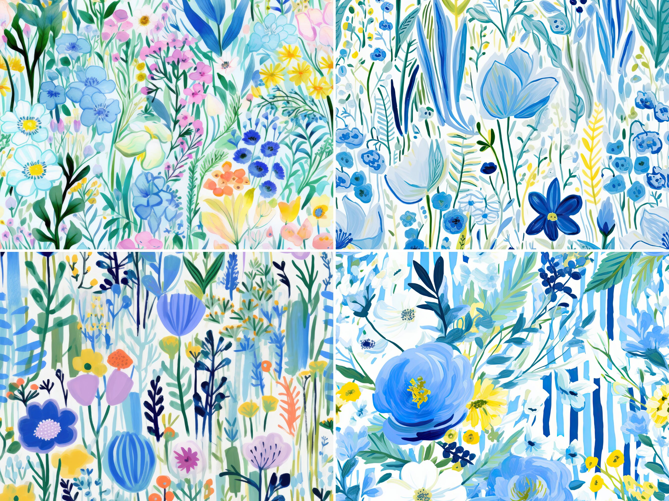 Seamless Patterns With Spring Wildlowers Wildflower Digital Backgrounds ...