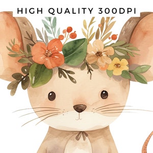 Boho Woodland Clipart - Cute Woodland Animals Clipart - Watercolour ...