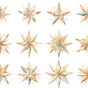 Christmas Stars Clipart in Gold and White - Paper Stars Clip Art ...
