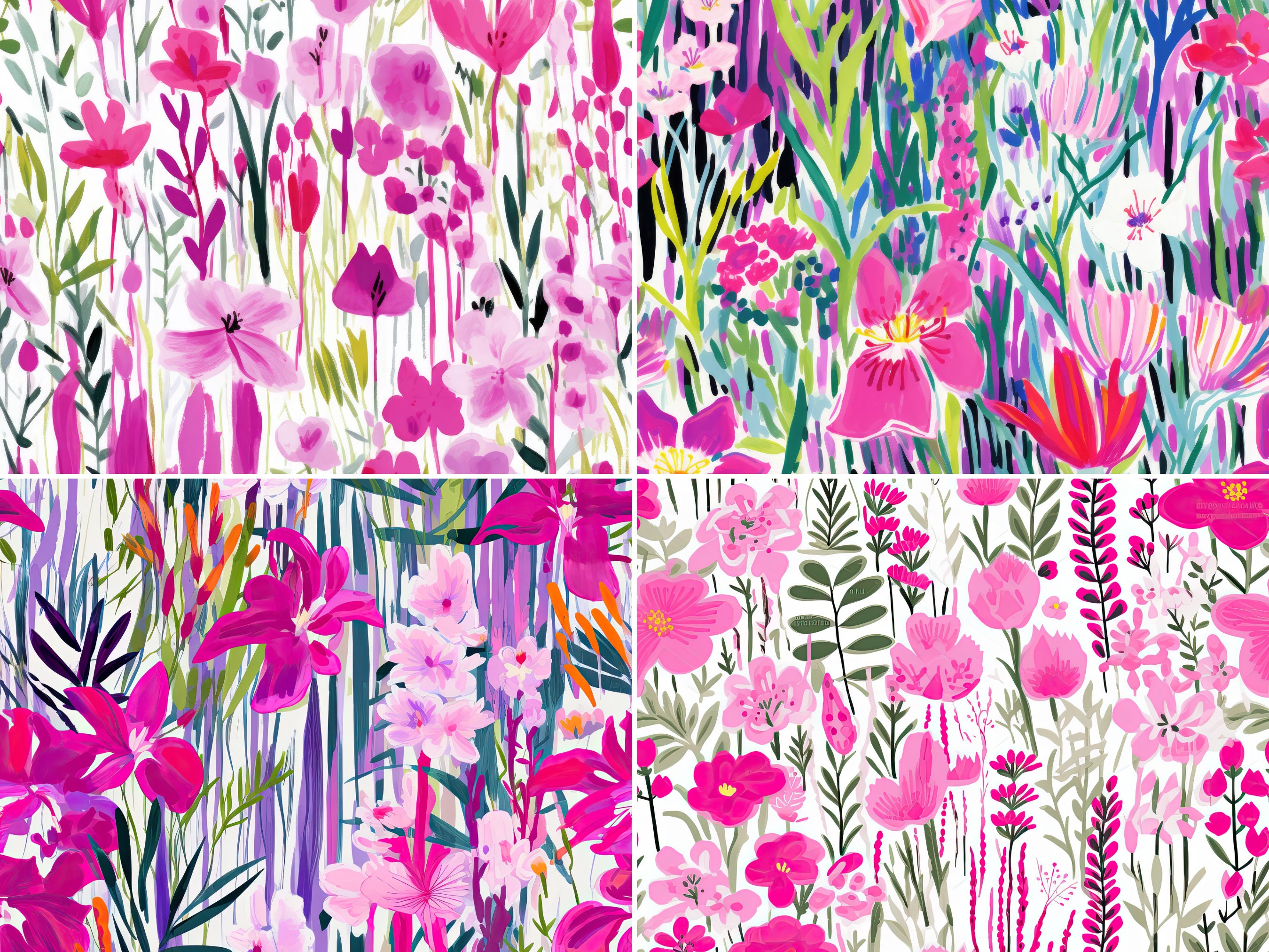 Seamless Patterns With Spring Wildlowers Wildflower Digital Backgrounds ...