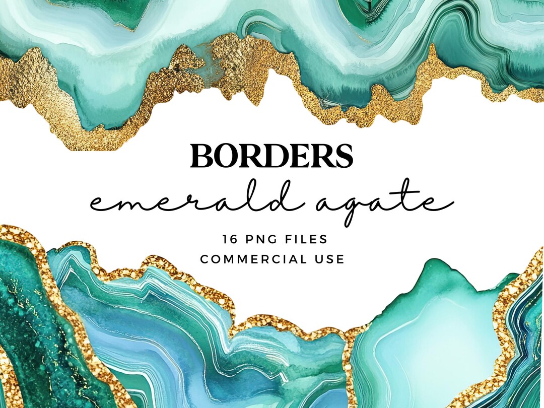 Emerald Green Agate Borders Clipart for Commercial Use - Geode Clip Art ...