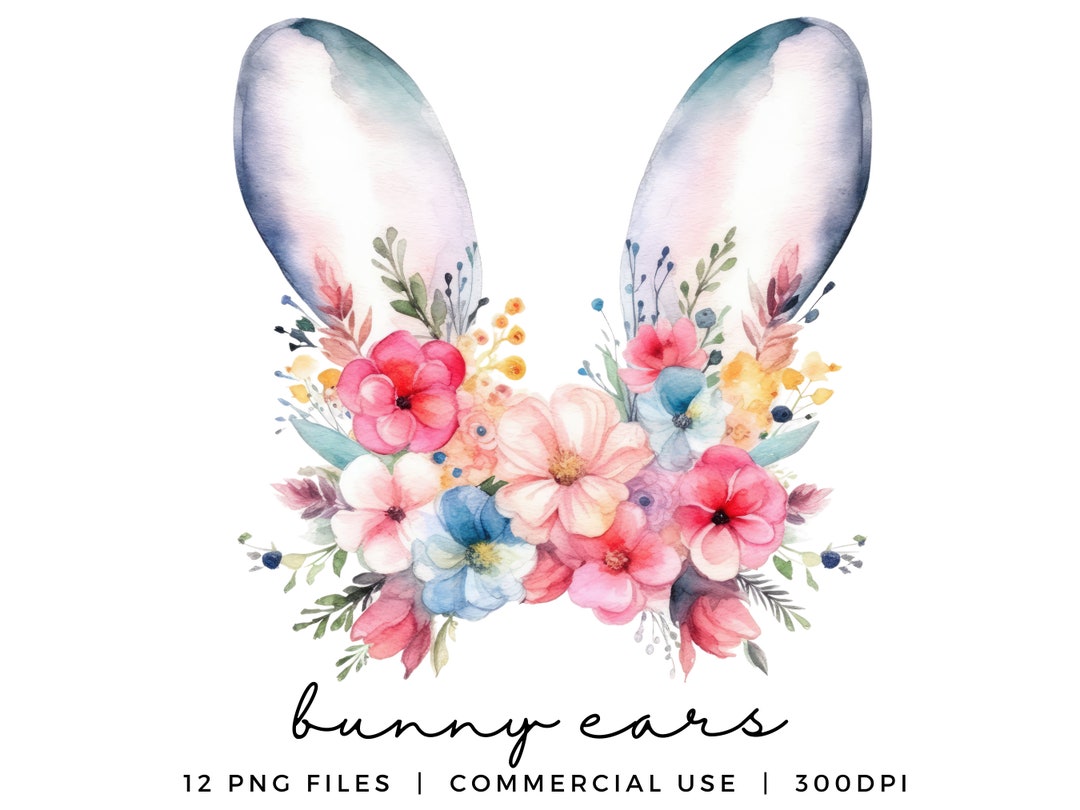 Floral Easter Bunny Ears PNG - Easter Rabbit Ears Clipart - Clip Art ...