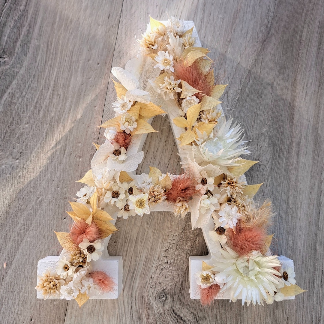 Hand-painted Wooden Flower Letter Personalized Dried Flower - Etsy