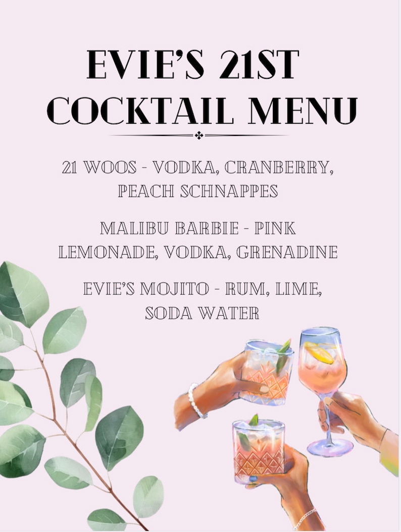 Personalised Cocktail Menu - Etsy