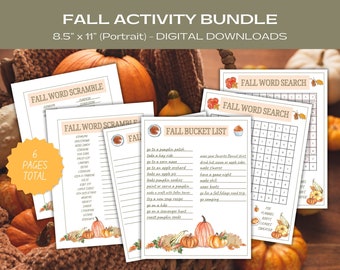 Autumn Games Bundle, Printable Fall Game for Kids and Adults, Autumn ...