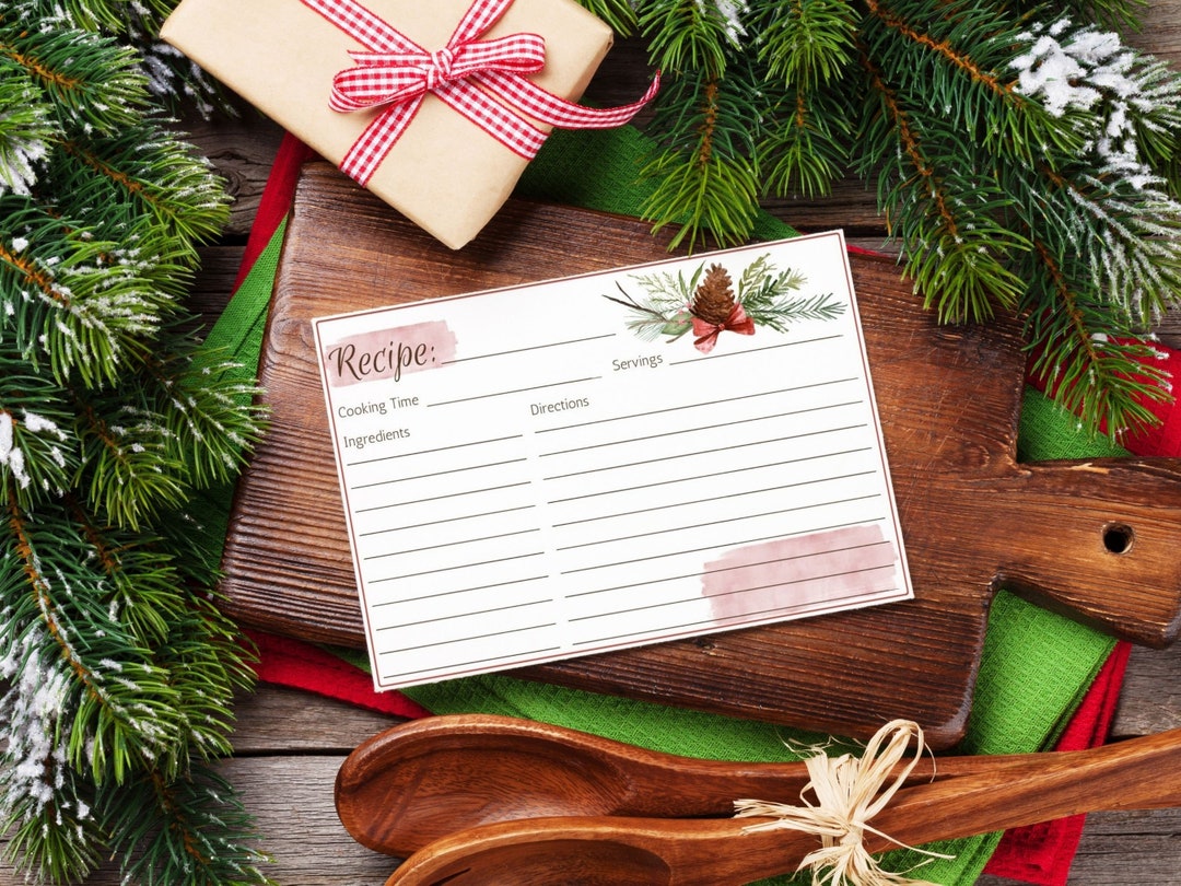 Christmas Recipe Cards Printable, Printable Recipe Cards, Christmas ...