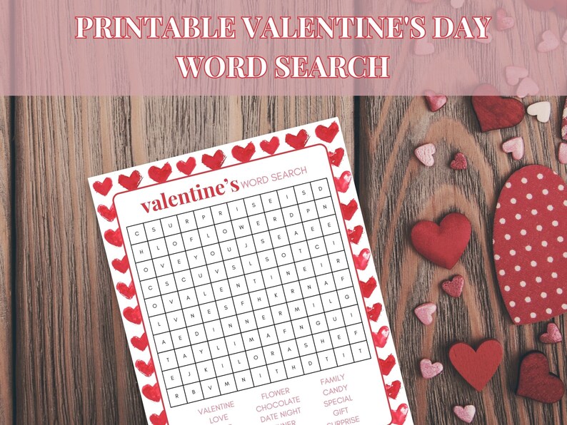 Printable Valentine's Day Word Search, Valentine's Activities, Word ...