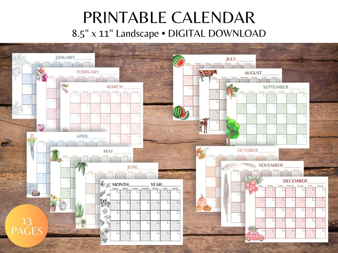 Printable Calendar, Monthly Calendar, Blank Calendar With Monthly ...