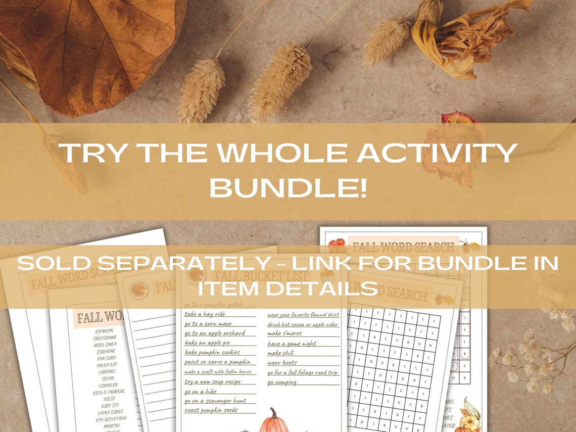 Fall Bucket List, Printable Fall Activity, Autumn Activity Sheet, Fall ...
