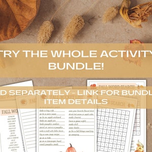 Fall Bucket List, Printable Fall Activity, Autumn Activity Sheet, Fall ...