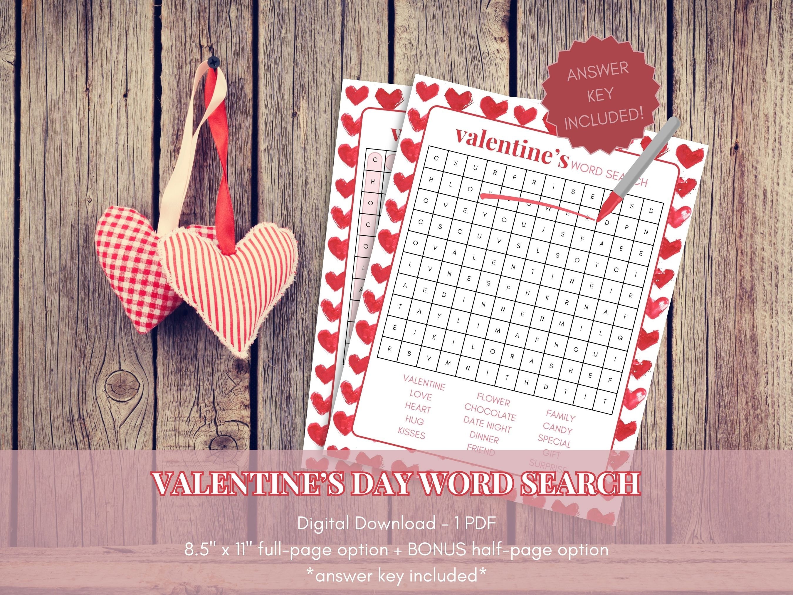 Printable Valentine's Day Word Search, Valentine's Activities, Word ...