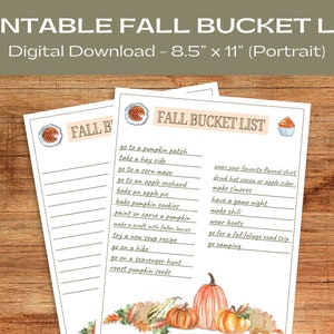 Fall Bucket List, Printable Fall Activity, Autumn Activity Sheet, Fall ...