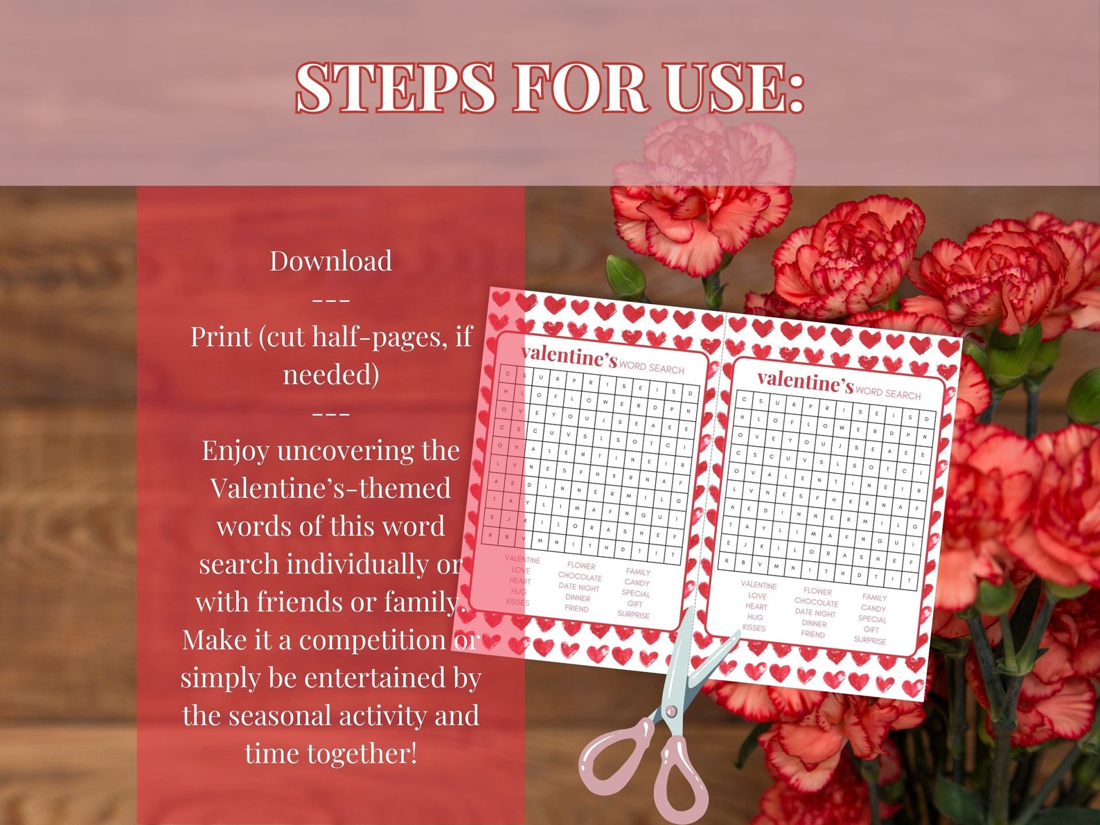 Printable Valentine's Day Word Search, Valentine's Activities, Word ...