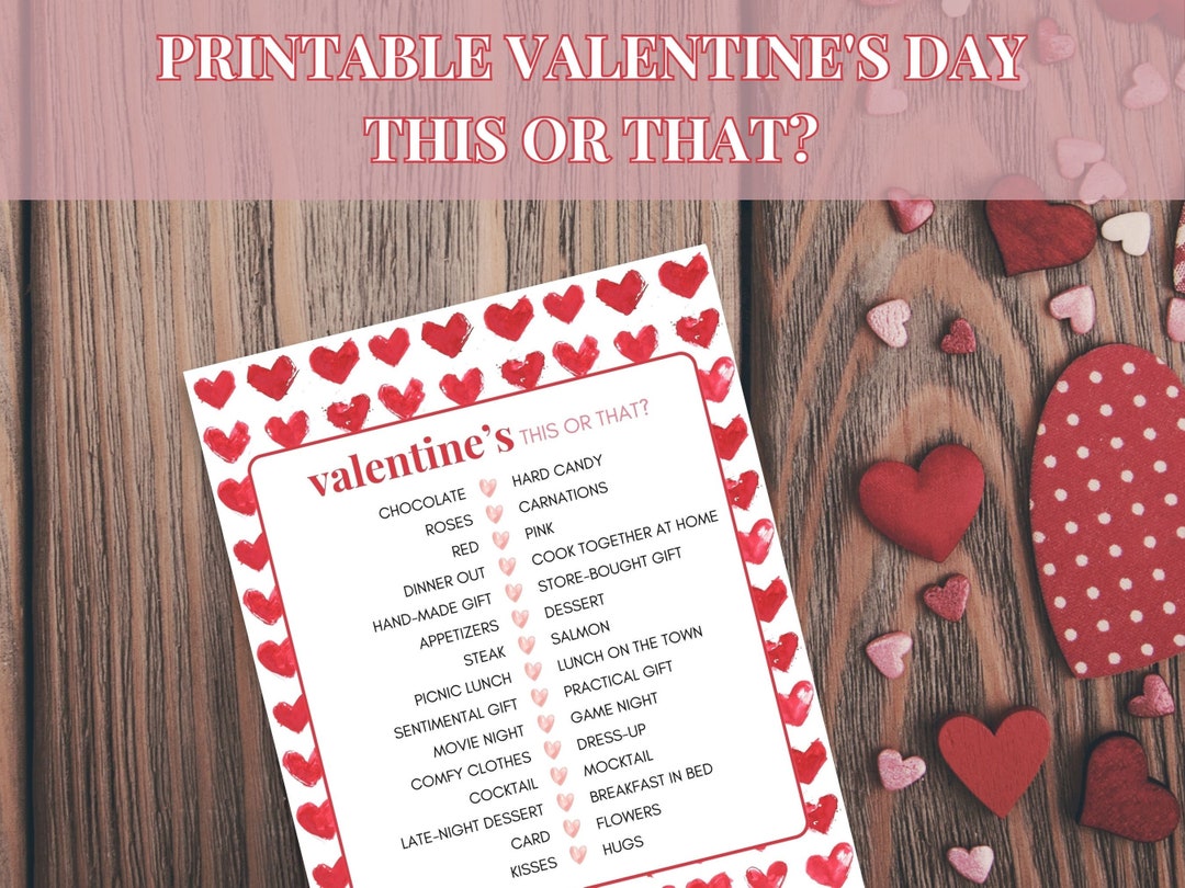 Printable Valentine's Day This or That?, Valentine's Activities ...