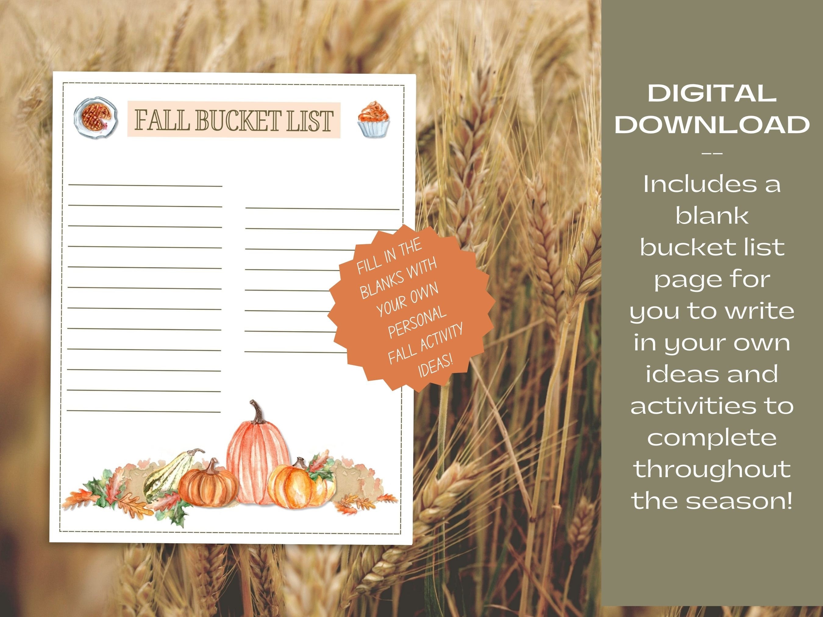 Fall Bucket List, Printable Fall Activity, Autumn Activity Sheet, Fall ...