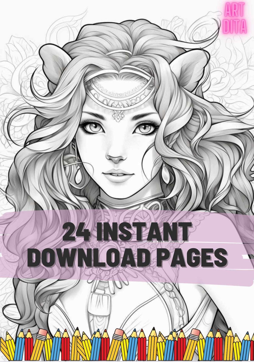 24 Women of the Zodiac Signs Coloring Pages, for Adults & Kids, Size ...