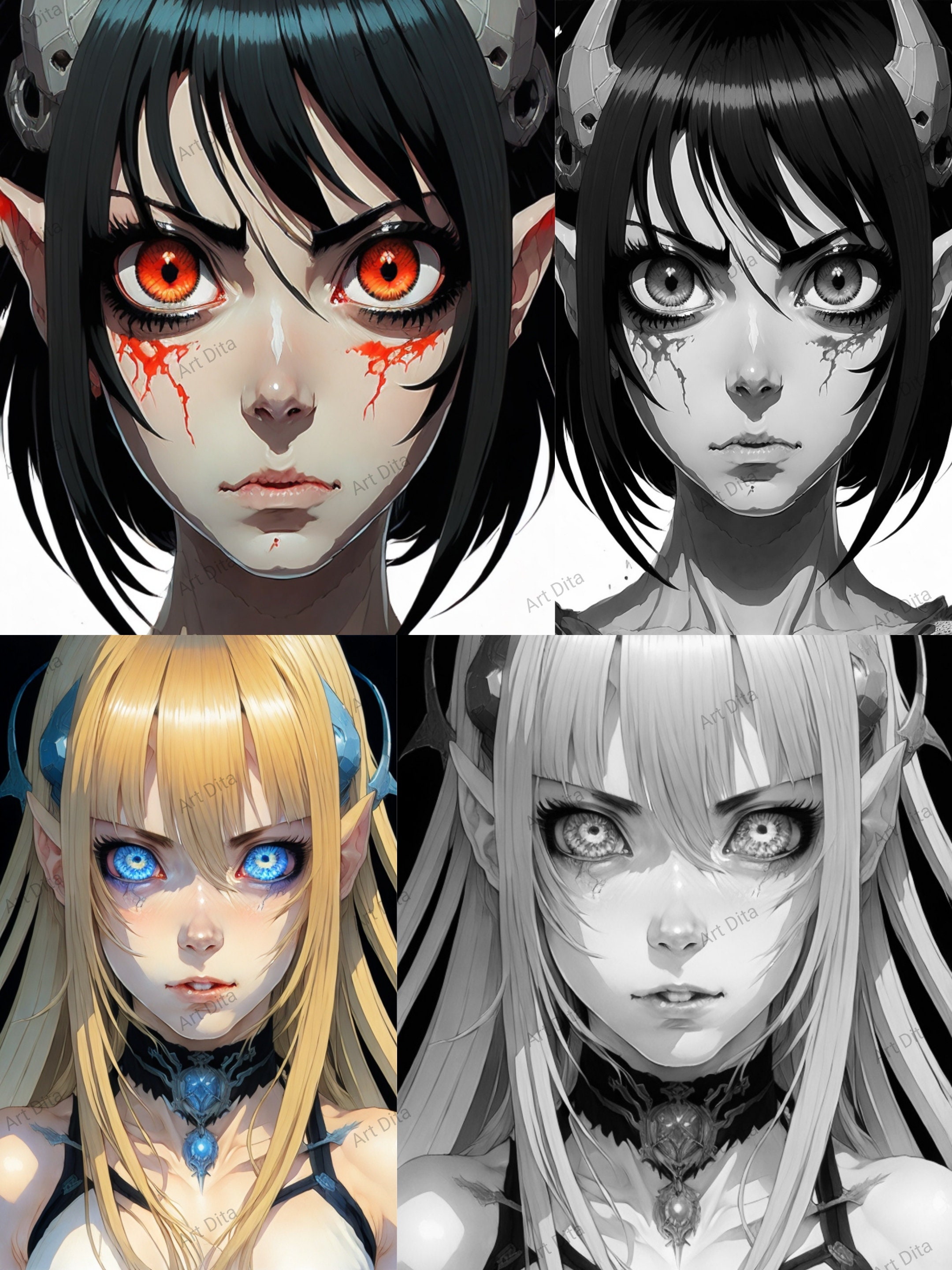 13 Demonic Girls Colouring Pages PDF - Etsy