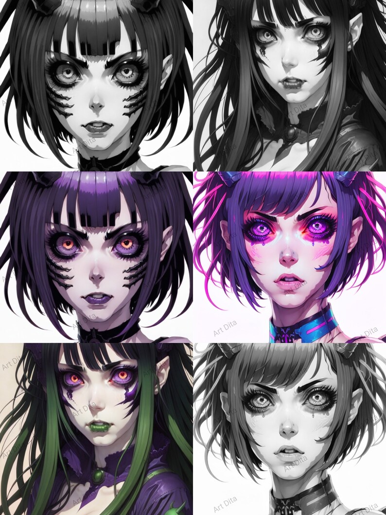 13 Demonic Girls Colouring Pages PDF - Etsy