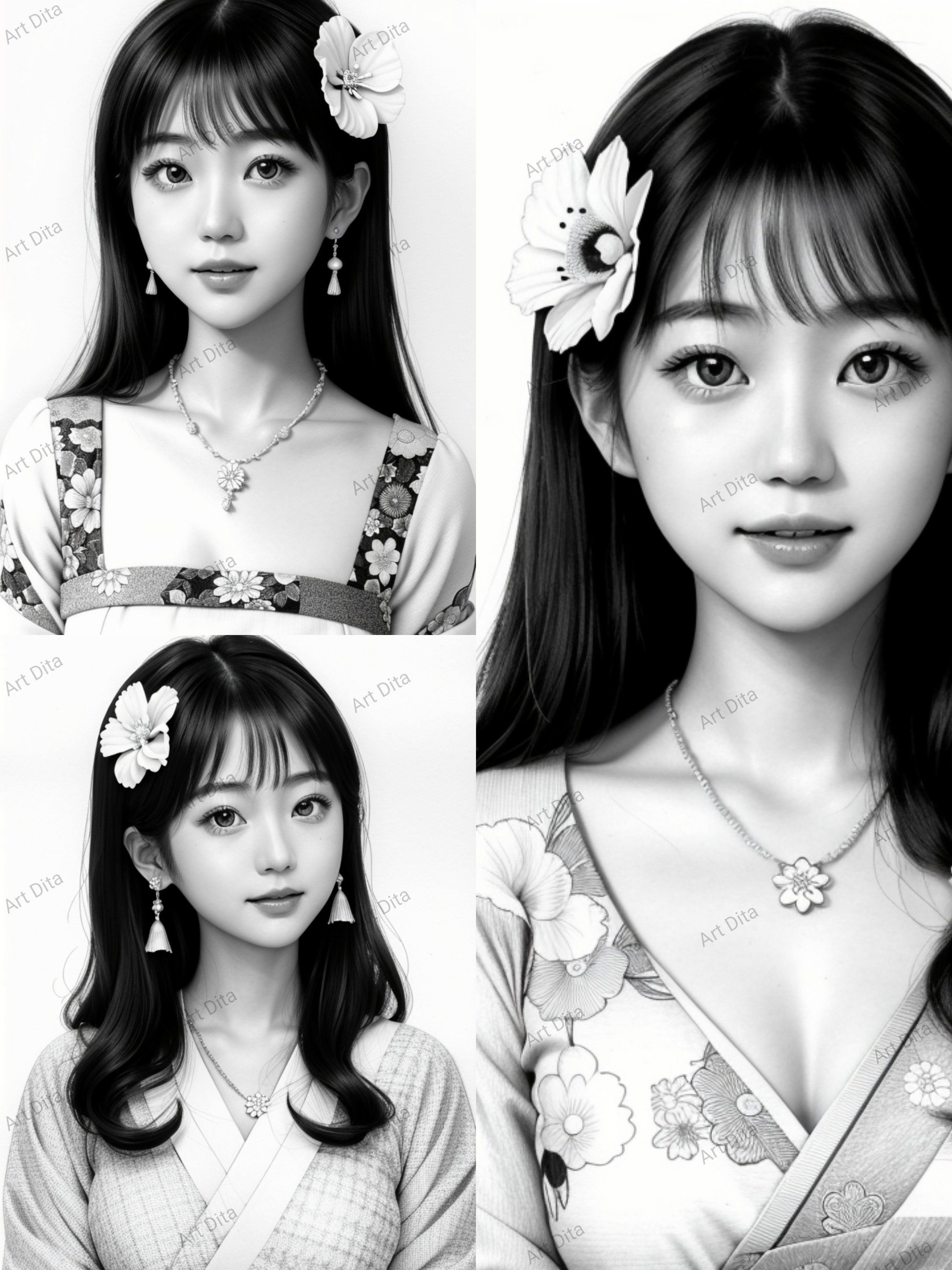 28 Colouring Pages of Asian Girls - Etsy