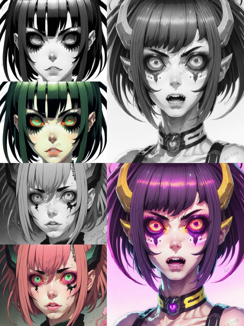 13 Demonic Girls Colouring Pages PDF - Etsy