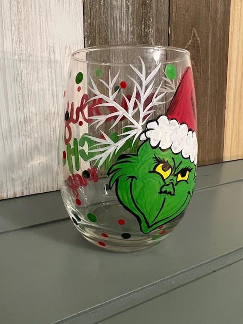 Grinch Hand-painted Glass - Etsy