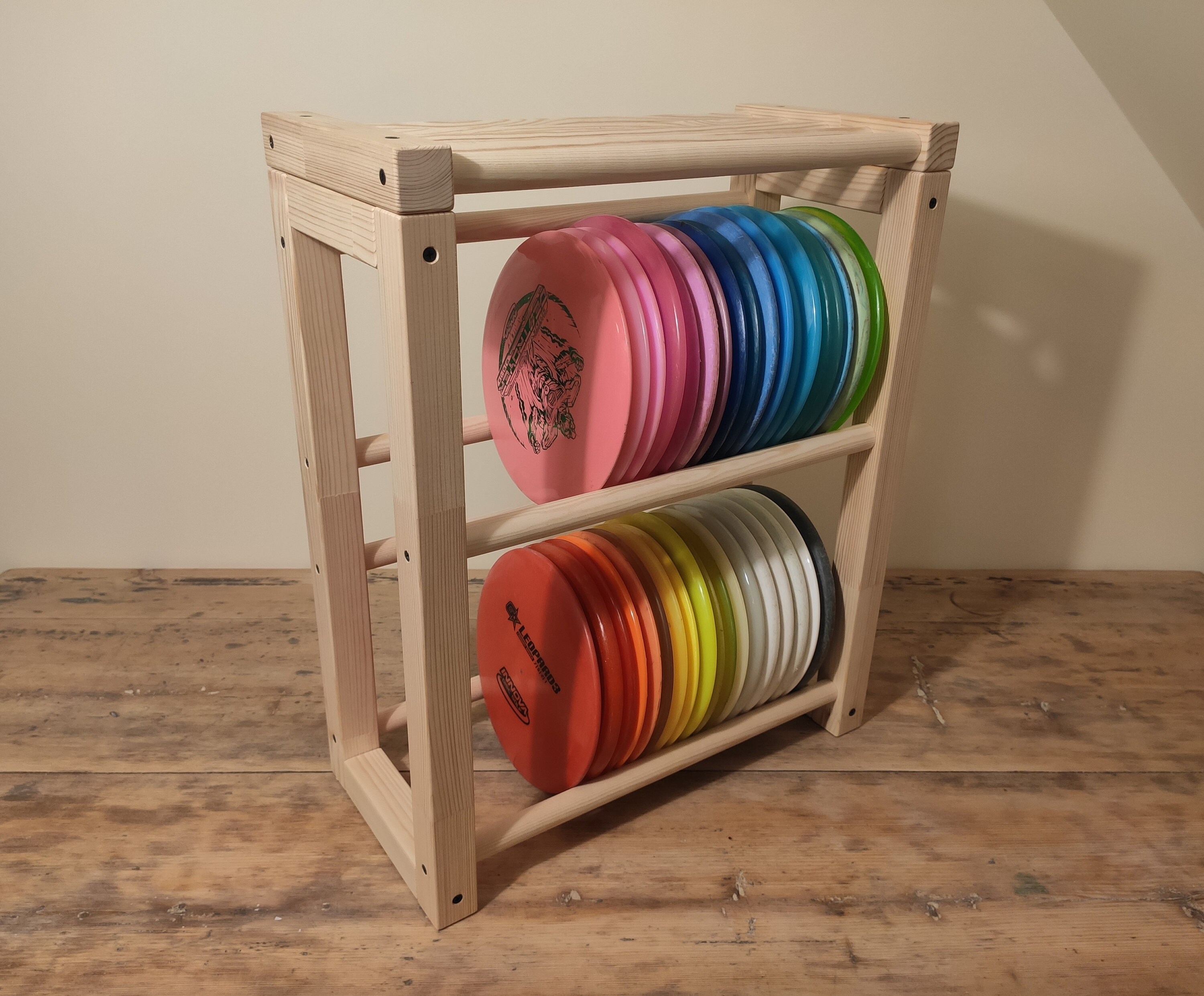 Two Level Disc Golf Rack With Shelf Disc Golf Disc Holder Disc Golf ...