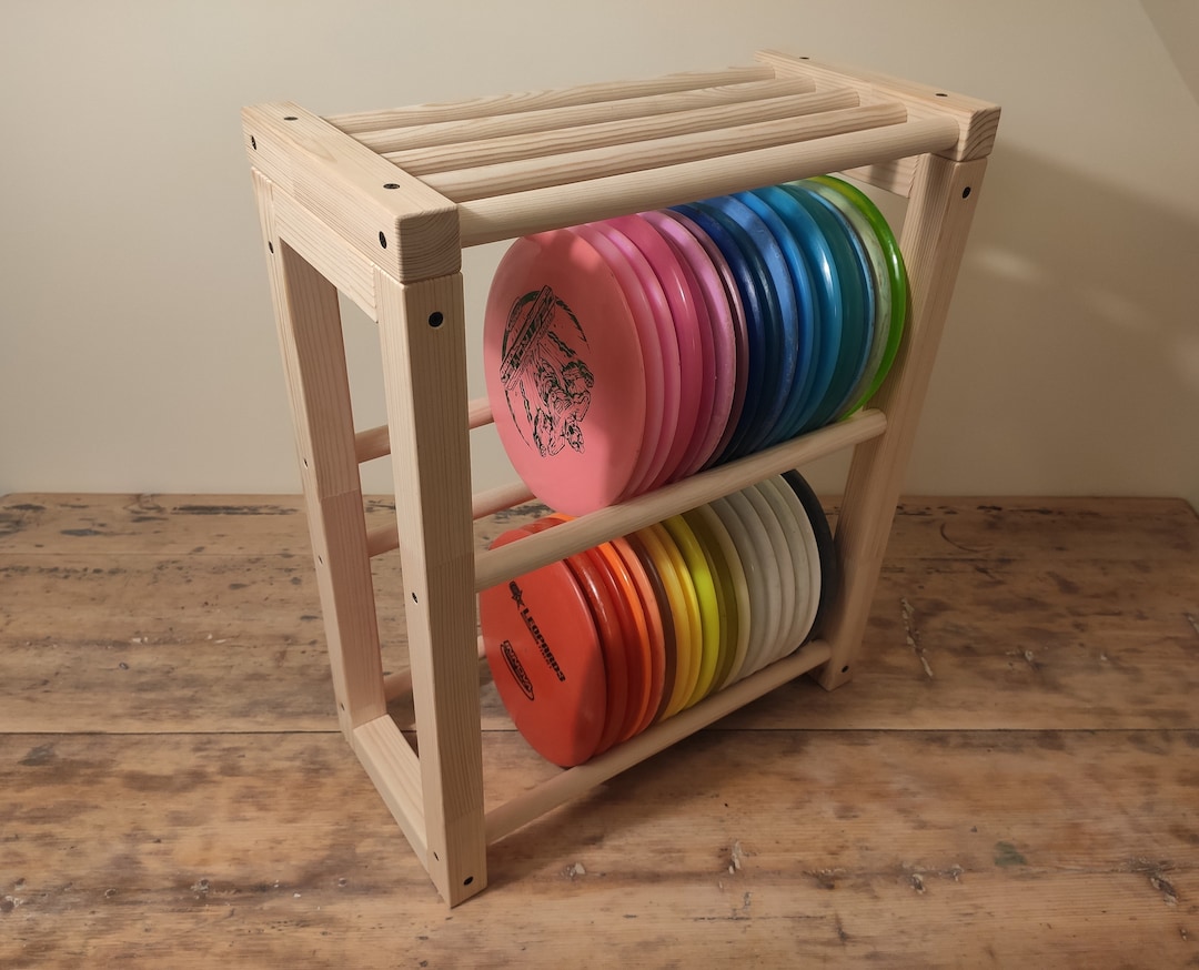 Two Level Disc Golf Rack With Shelf Disc Golf Disc Holder Disc Golf ...