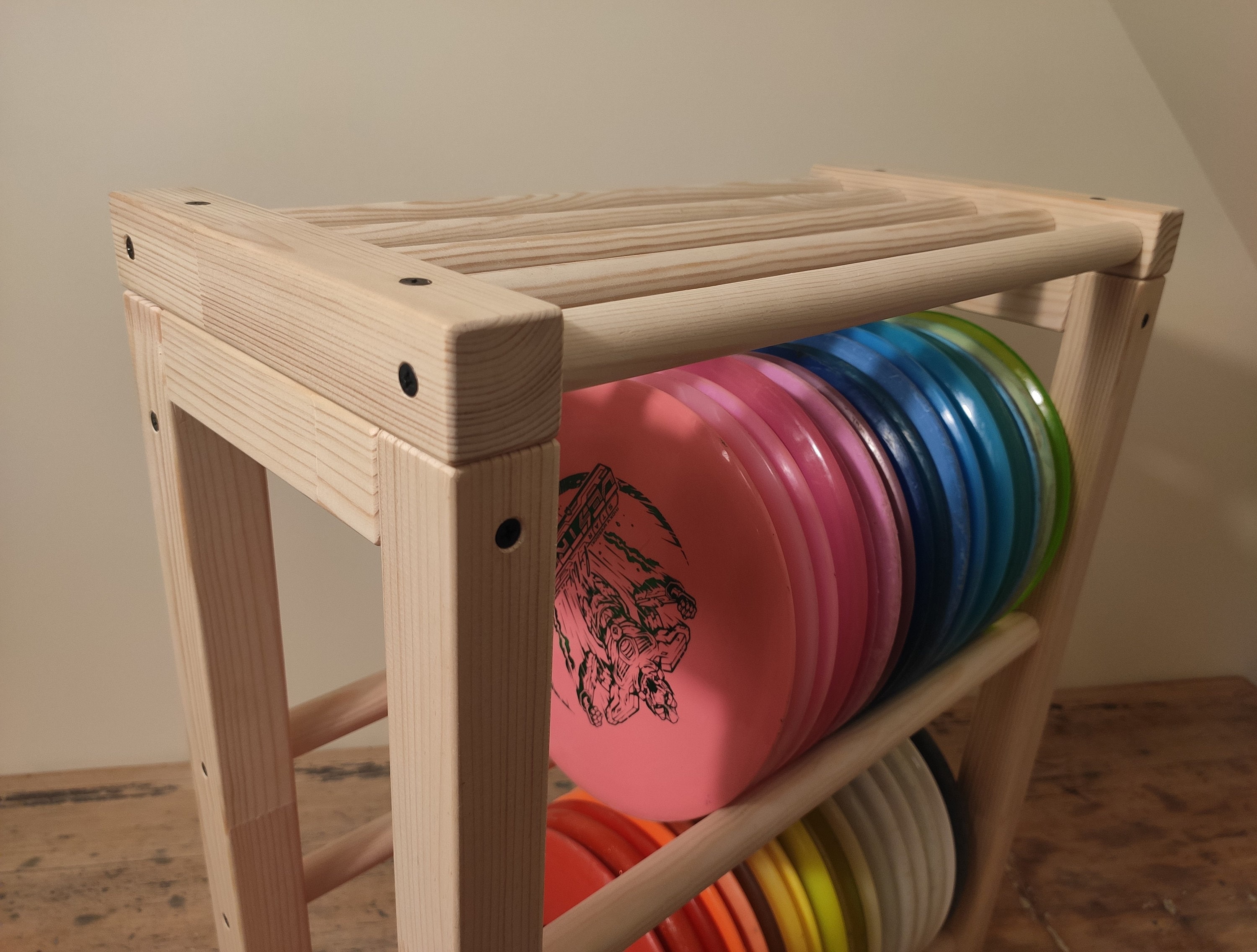 Two Level Disc Golf Rack With Shelf Disc Golf Disc Holder Disc Golf ...