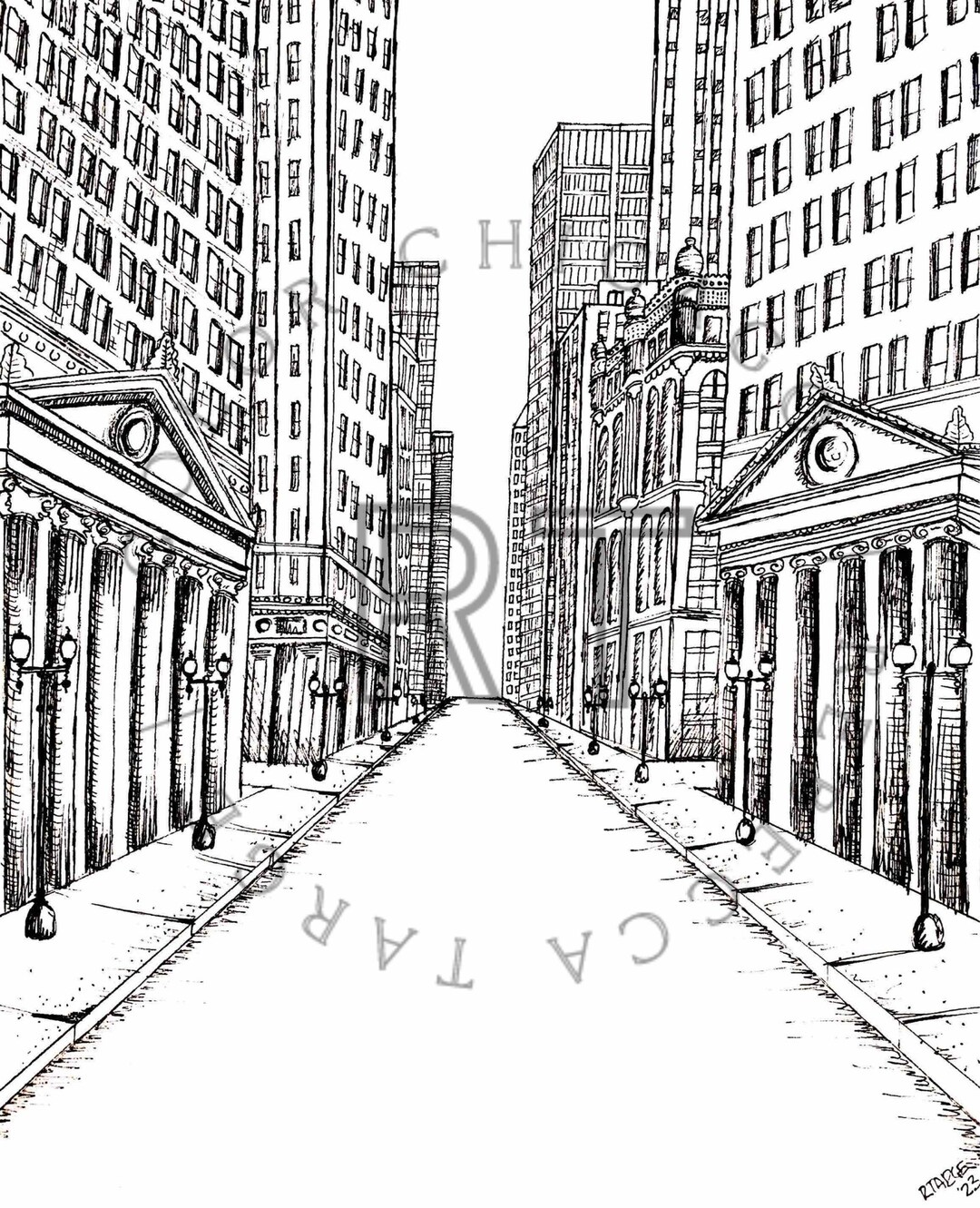 Chicago Ink Drawing - Etsy