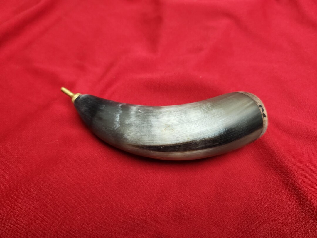 Black Powder Spring Loaded Pan Primer Made With Cow Horn With Wood End ...