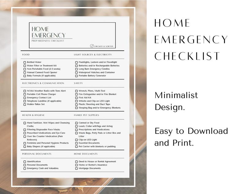 Home Emergency Printable Planner, Checklist, Digital Download ...