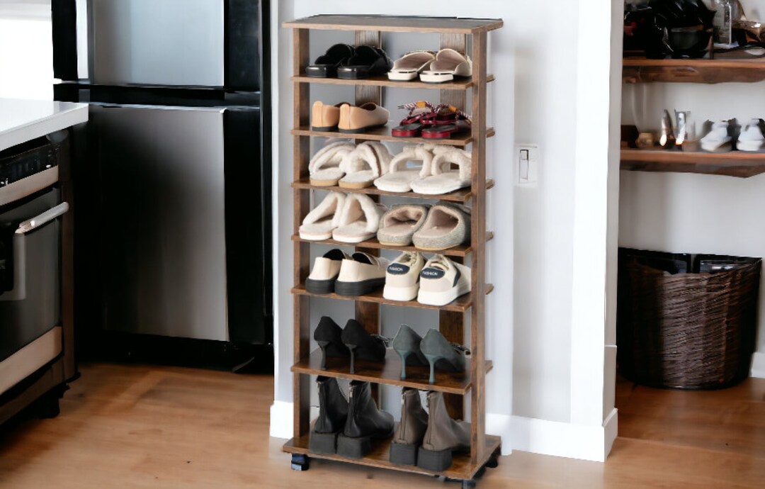 8-tier Shoe Rack, Height Adjustable, Space-saving Wooden Shoe Rack ...
