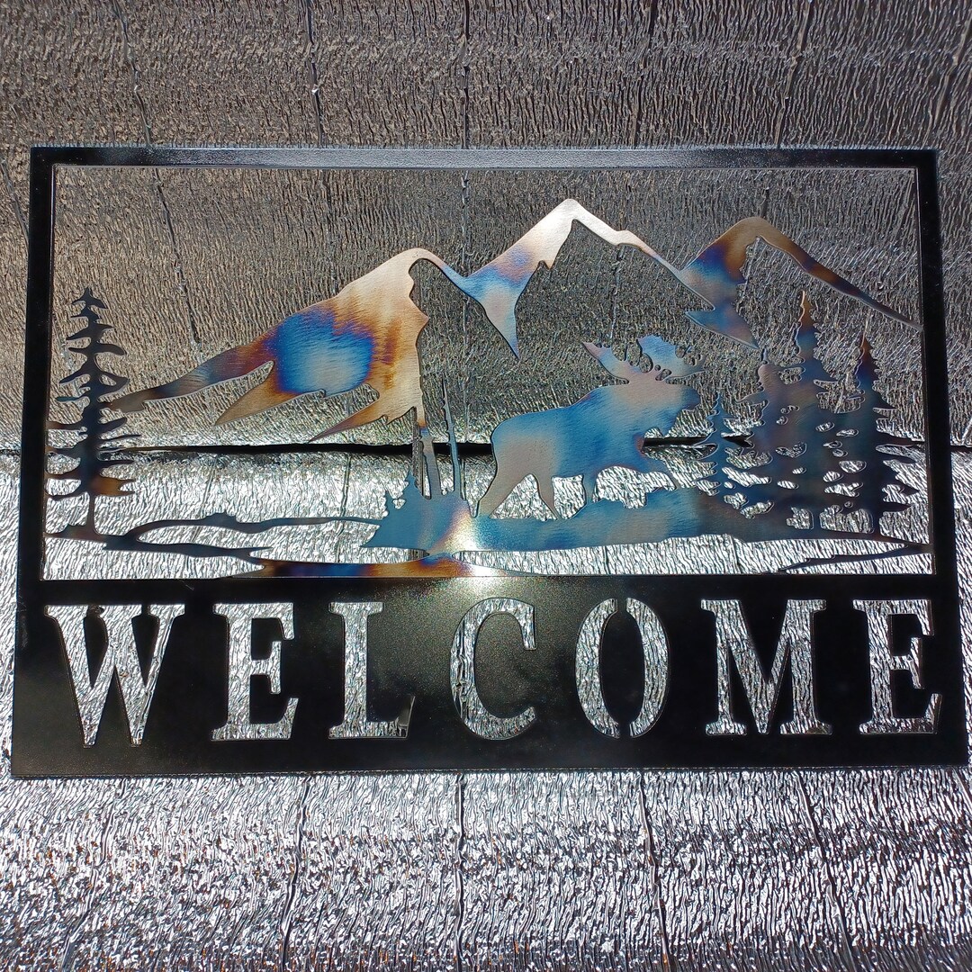20X13.5 Metal Moose Welcome Sign Steel Moose Picture Wall Art - Etsy