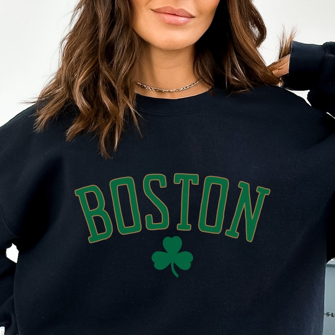 Boston Green and Gold Sweatshirt, Boston Basketball Sweatshirt, Boston ...