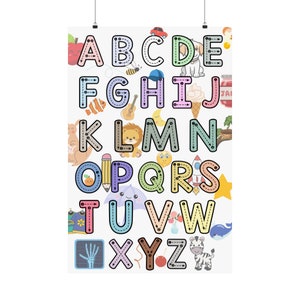 Kids Alphabet Poster, Learning Activity Wall Decor Educational ...