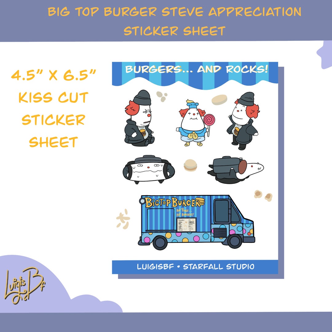 Big Top Burger Steve Appreciation Kiss Cut Sticker Sheet - Etsy