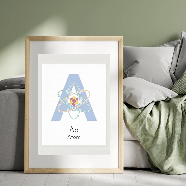 Letter A Atom Printable Poster, Science STEM Nursery Decor (digital ...