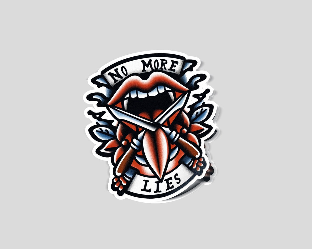 No More Lies Tradional Tattoo glossy Stickers Indoor Stickers ...