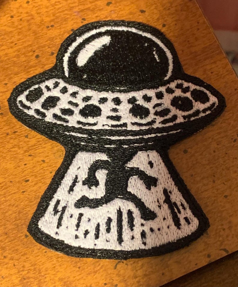 White Ufo Glow in the Dark Embroidery Patches Unique Patches ...