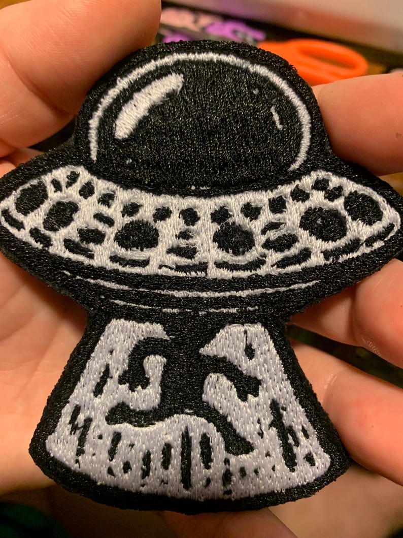 White Ufo Glow in the Dark Embroidery Patches Unique Patches ...