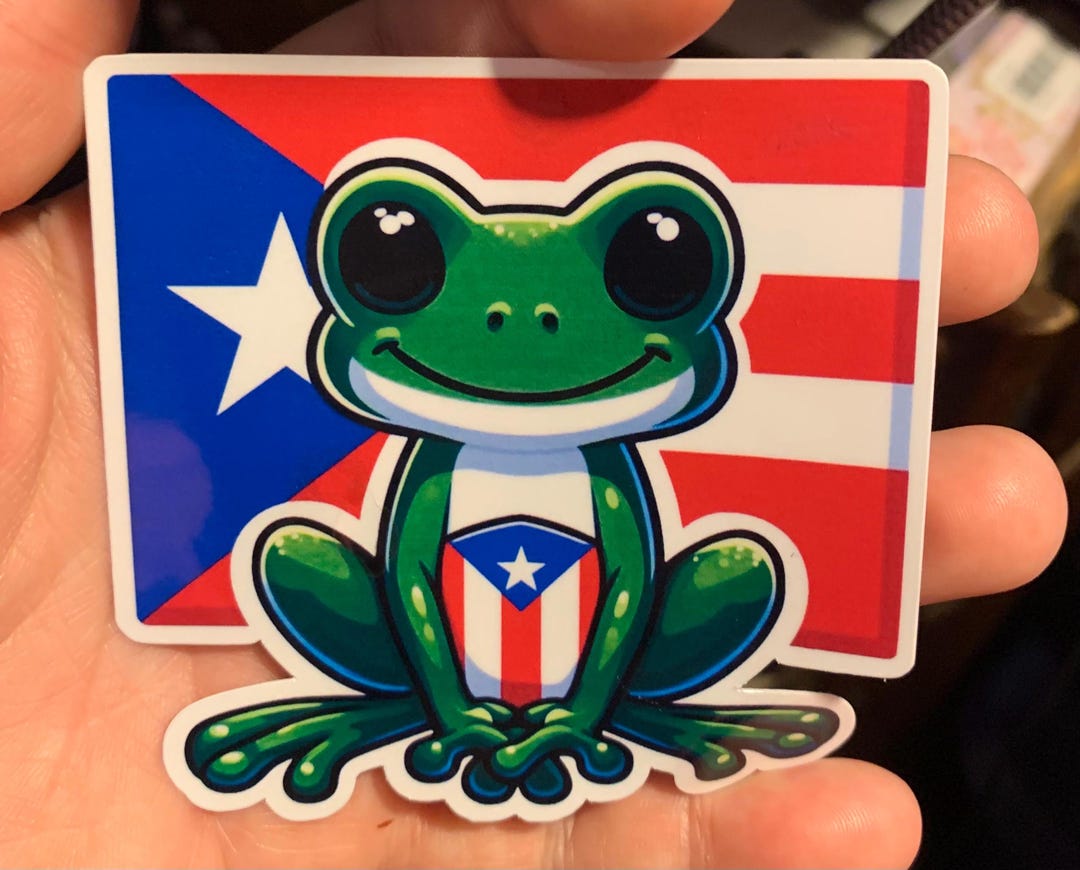 Coqui Puerto Rican Flag Glossy Stickers Indoor Stickers Outdoor ...