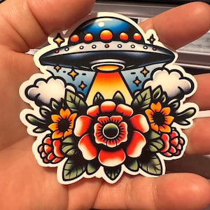 Ufo Traditional Tattoo Stickers |glossy Stickers | Indoor Stickers ...