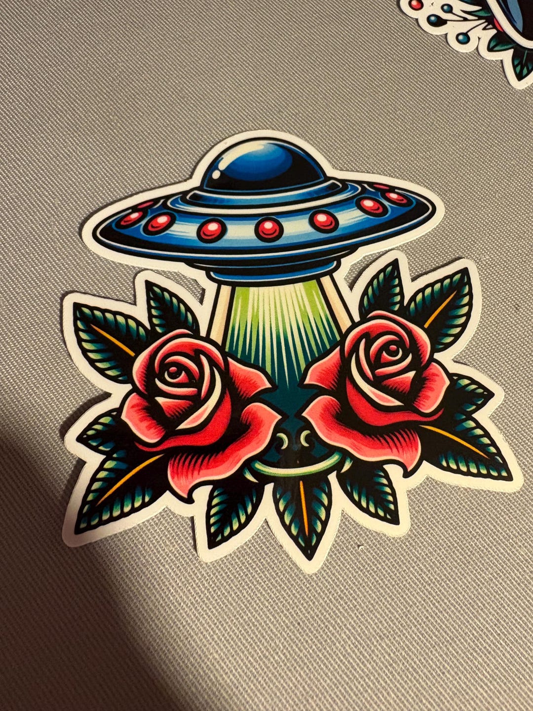Bright Roses Ufo Traditional Tattoo Stickers|glossy Stickers | Indoor ...