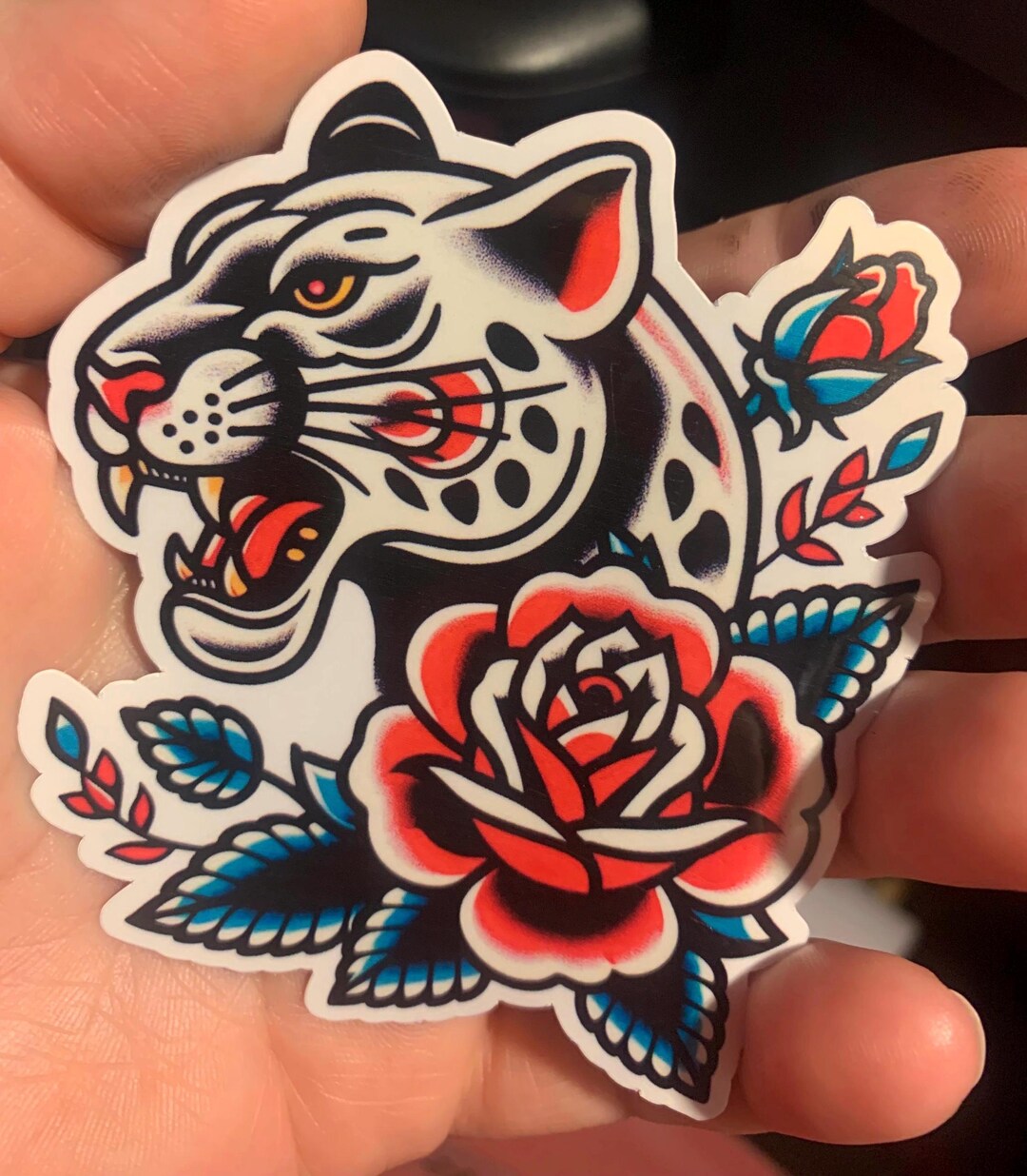White Phanter Traditional Tattoo Stickers |glossy Stickers | Indoor ...