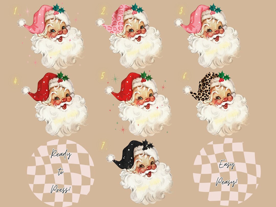Ready to Press Santa | Ready to Press Image | Heat Transfer | Christmas ...