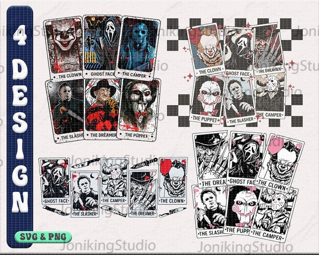 Horror Characters Tarot Card Png Horror Movie Killers Png - Etsy