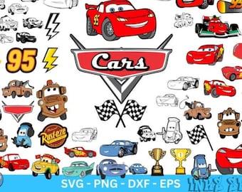 Cars Face SVG Bundle, Cars Svg, Lightning Mcqueen Svg, Cars PNG Clipart ...