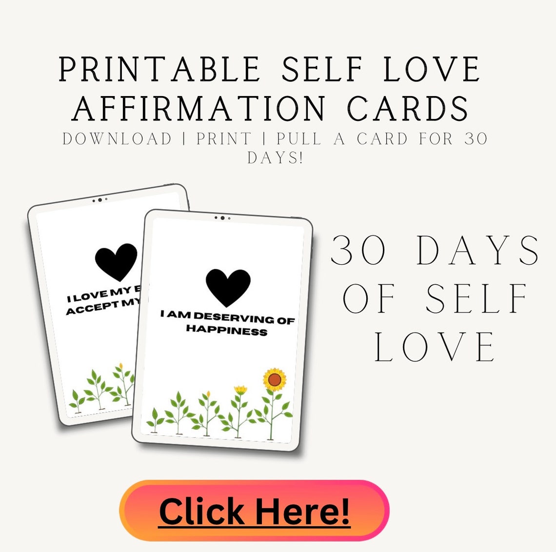 Printable Affirmation Cards Self Love Affirmations Digital Wall Art ...