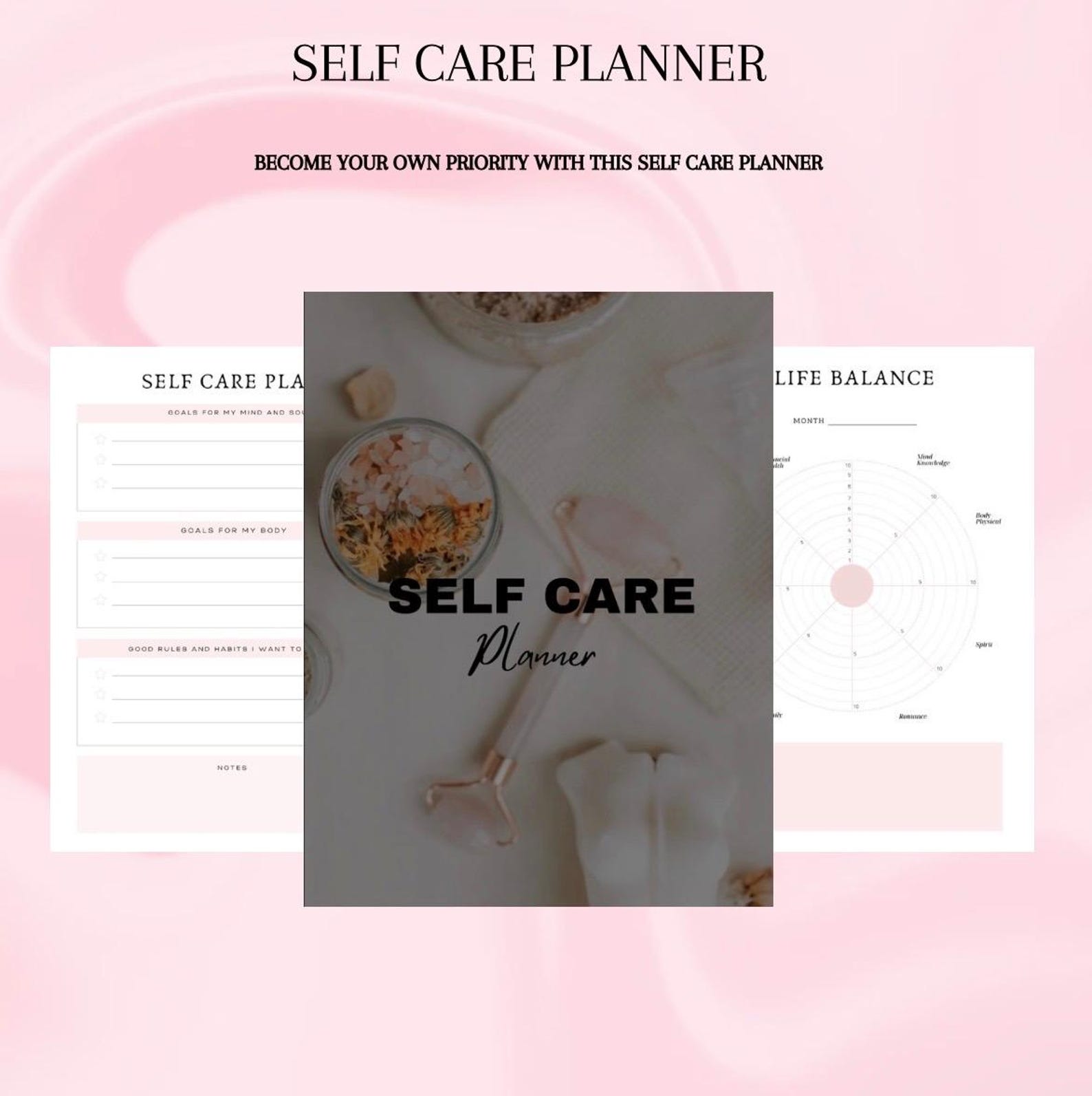 Self Care Digital Planner, Printable Journal, Mood Tracker, Self Love ...